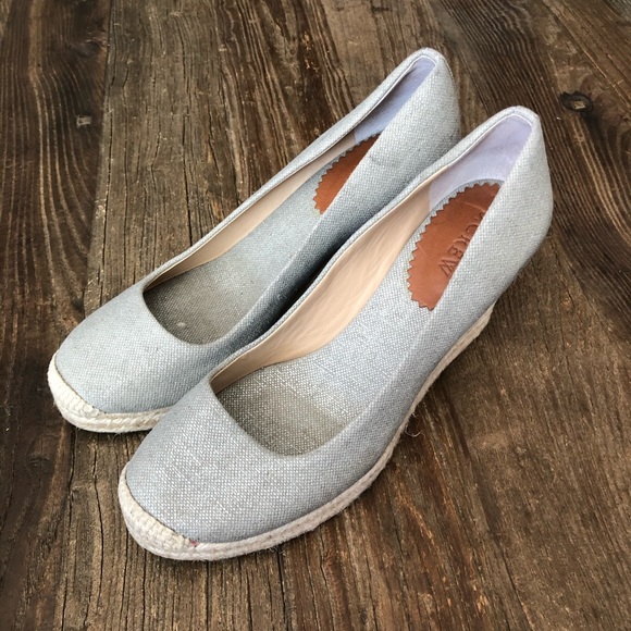 J. Crew | Shoes | Jcrew Seville Espadrille Wedges Metallic Silver ...